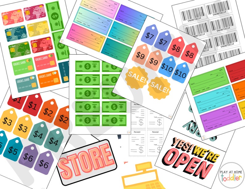 Pretend Play Store Set: Printable Money, Cards, & Signs (digital ...