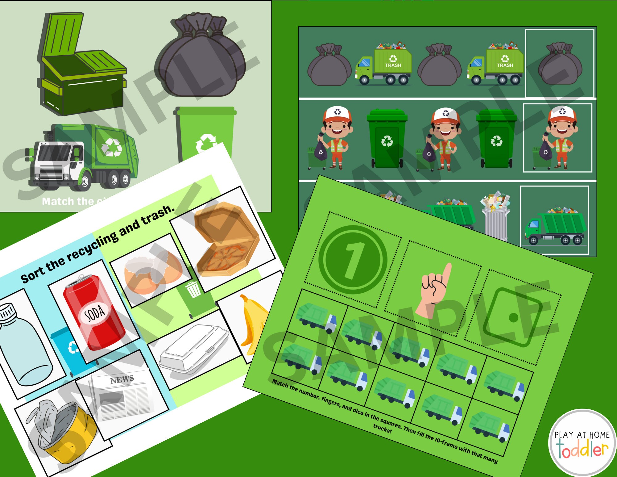 Garbage Trucks Busy Activity Book Matching Activity & Memory Game for ...