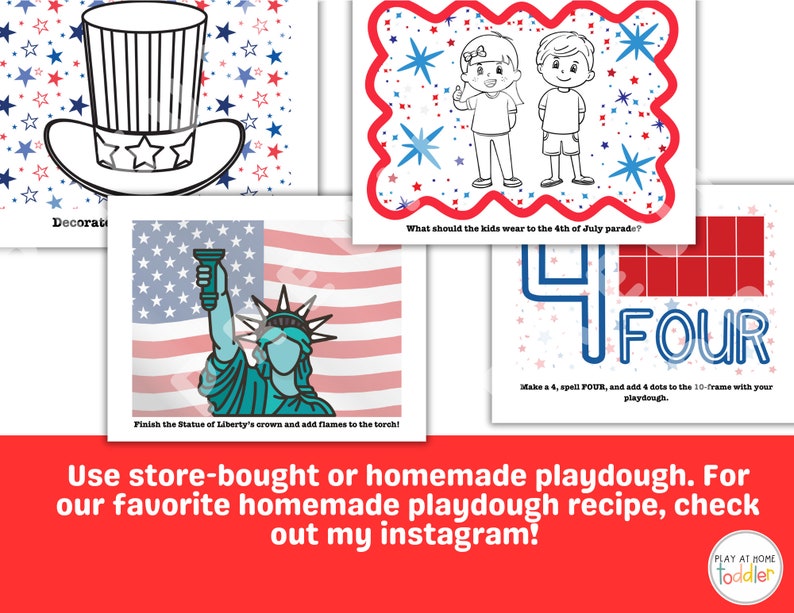 4th of July Playdough Mats: USA Symbols, Parties (printable) - Etsy