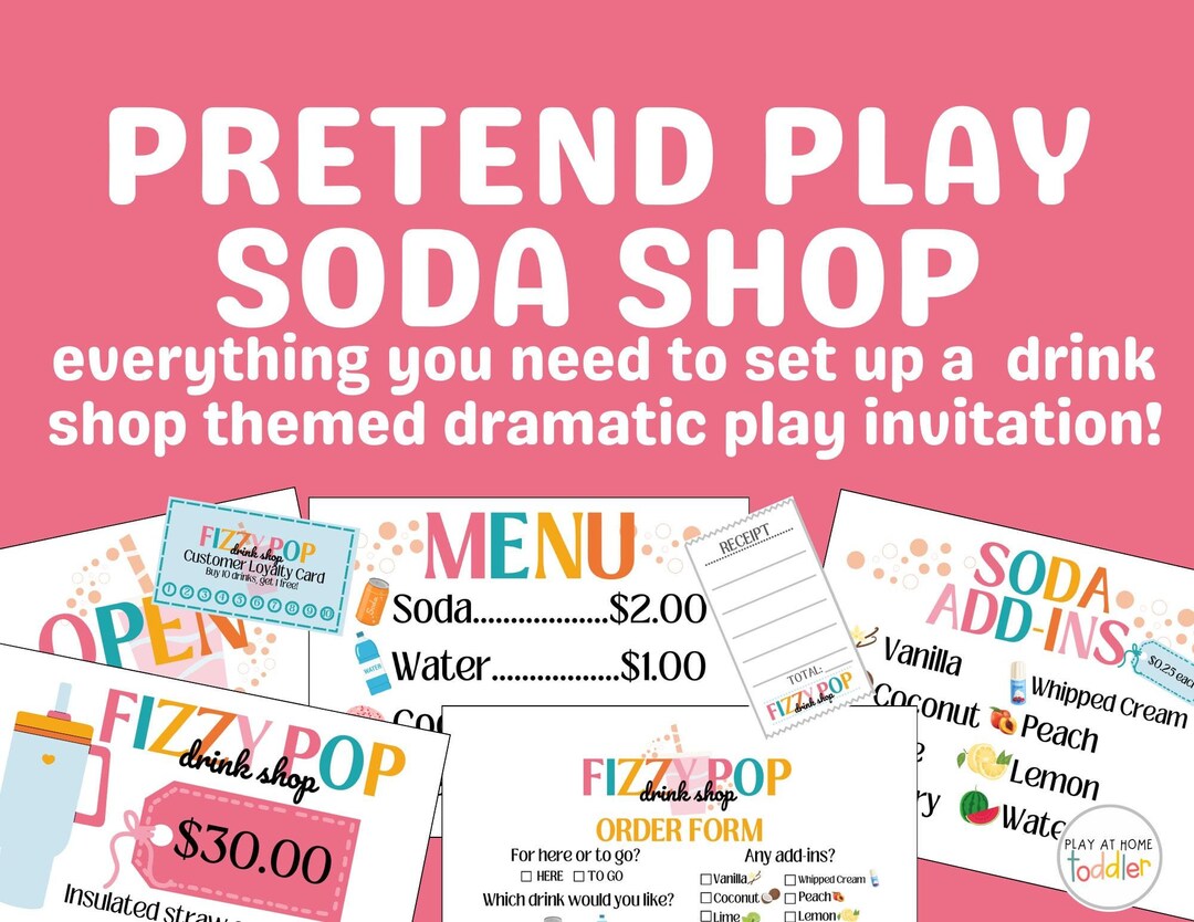 Printable Soda Shop Dramatic Play Set: Pretend Play Center (digital ...