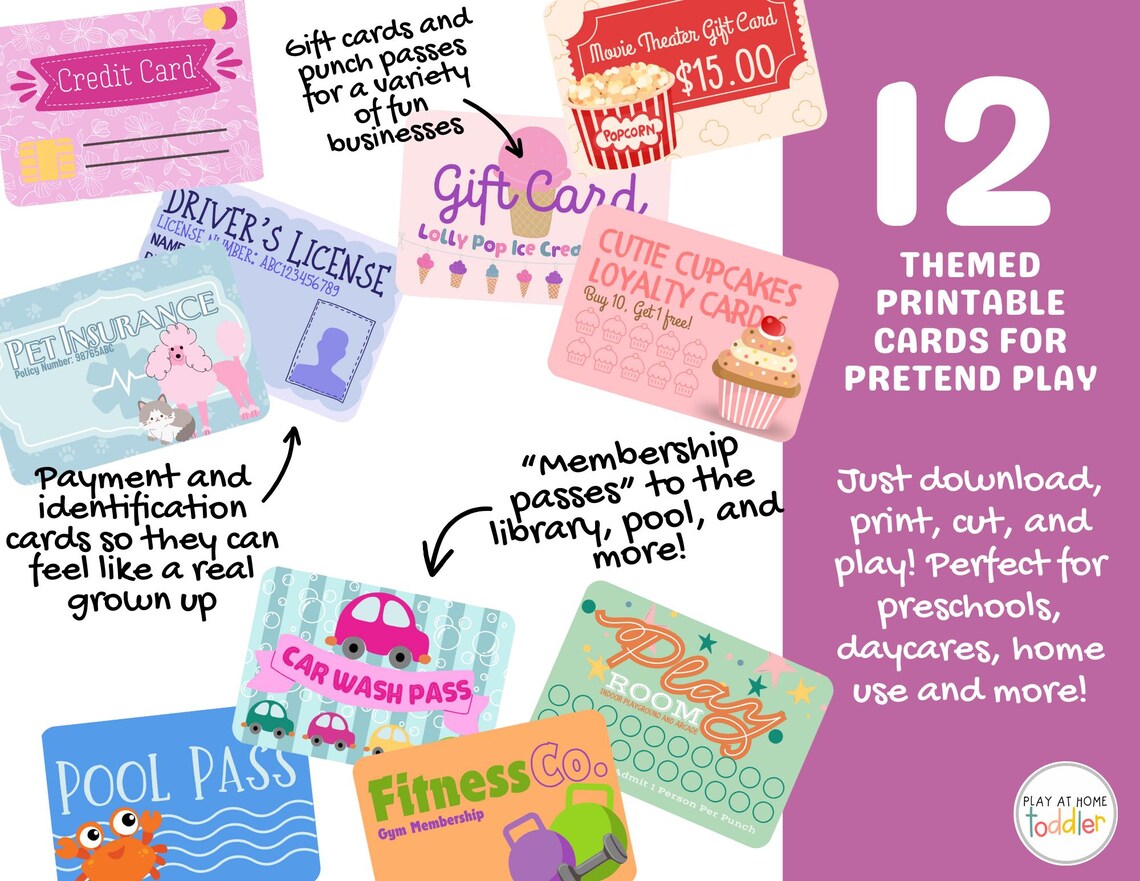 Pretend Play Card Bundle: Credit Cards, Gift Cards (digital Download ...