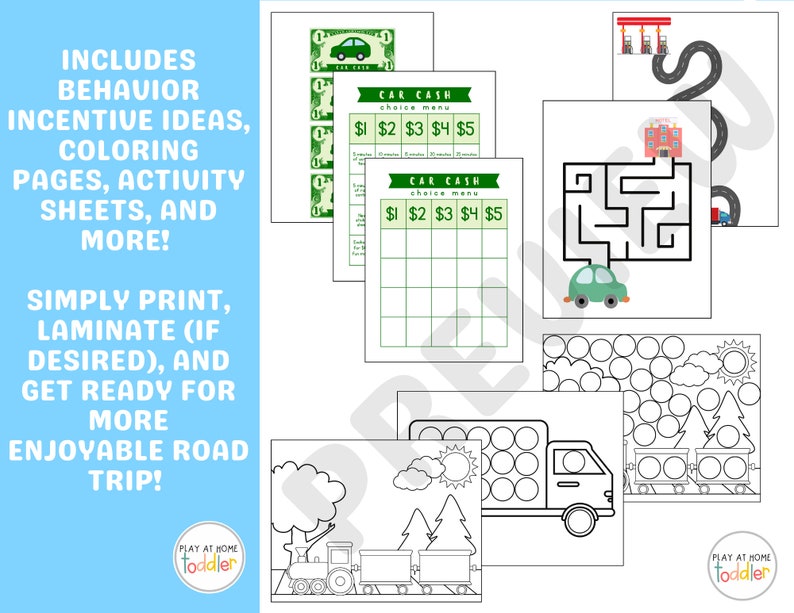 Road Trip Activity Bundle for Preschoolers and Toddlers, Travel Games ...