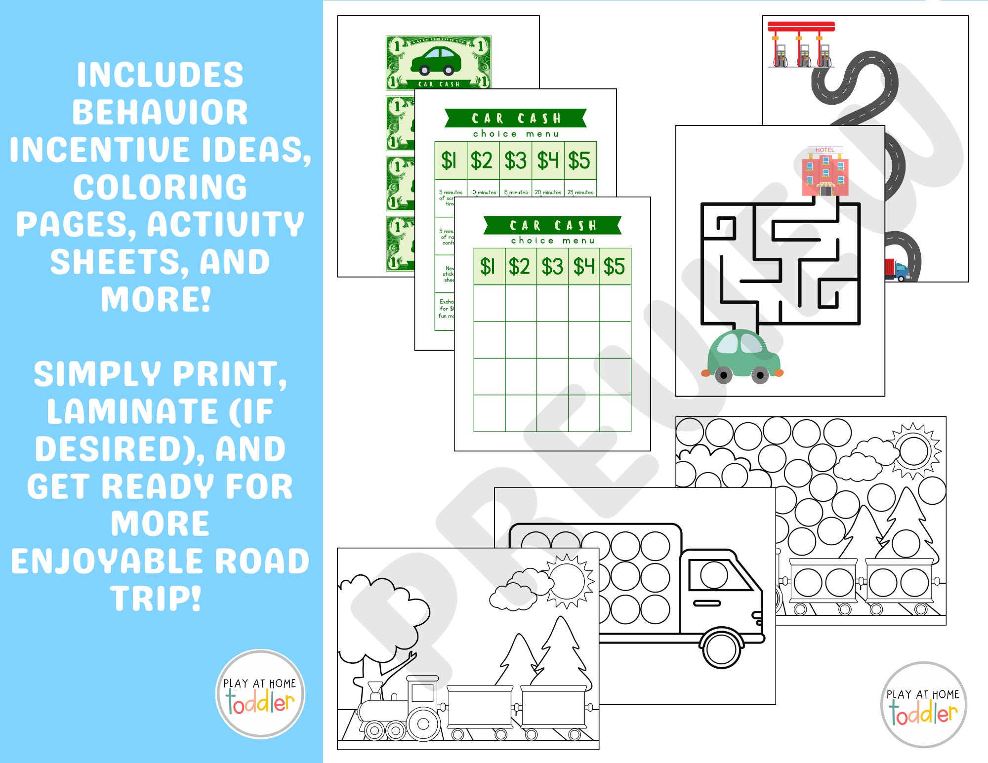 Road Trip Activity Bundle for Preschoolers and Toddlers, Travel Games ...