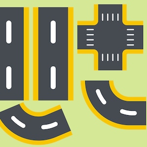 Printable Road Segments for Pretend Play, Roads for Toy Cars, Pretend ...