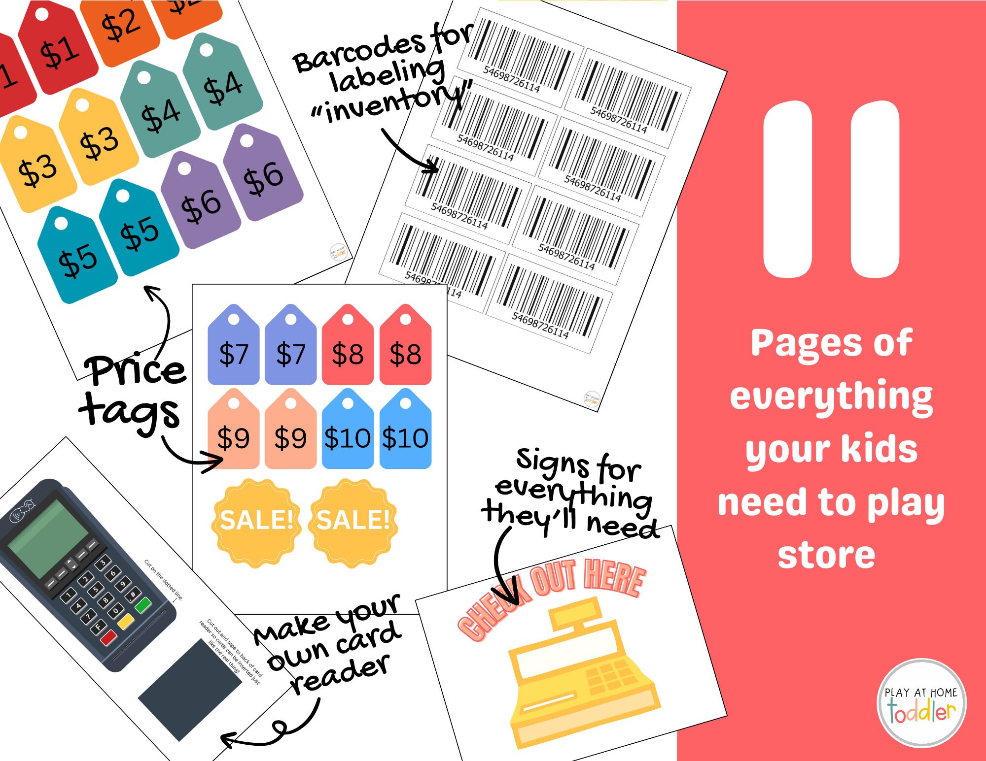 Pretend Play Store Set: Printable Money, Cards, & Signs (digital ...