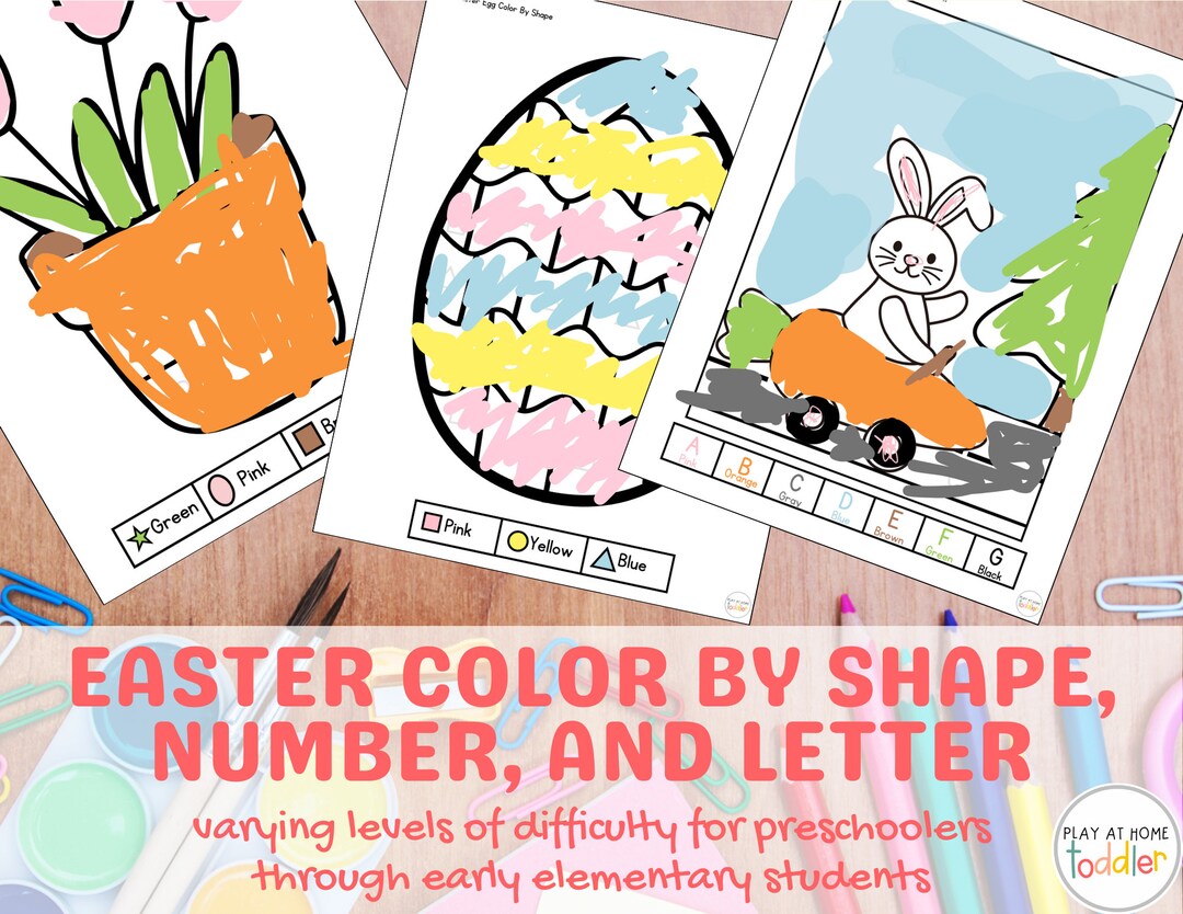 Easter Color by Shape Activity Bundle Springtime Color by Number Color ...