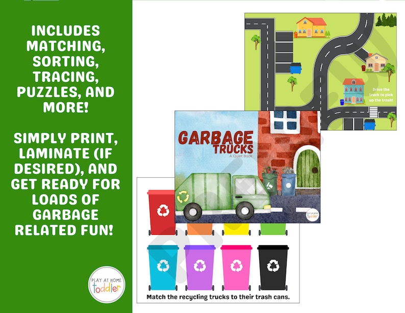Garbage Truck Busy Book: Kids Matching & Memory Game (printable PDF) - Etsy