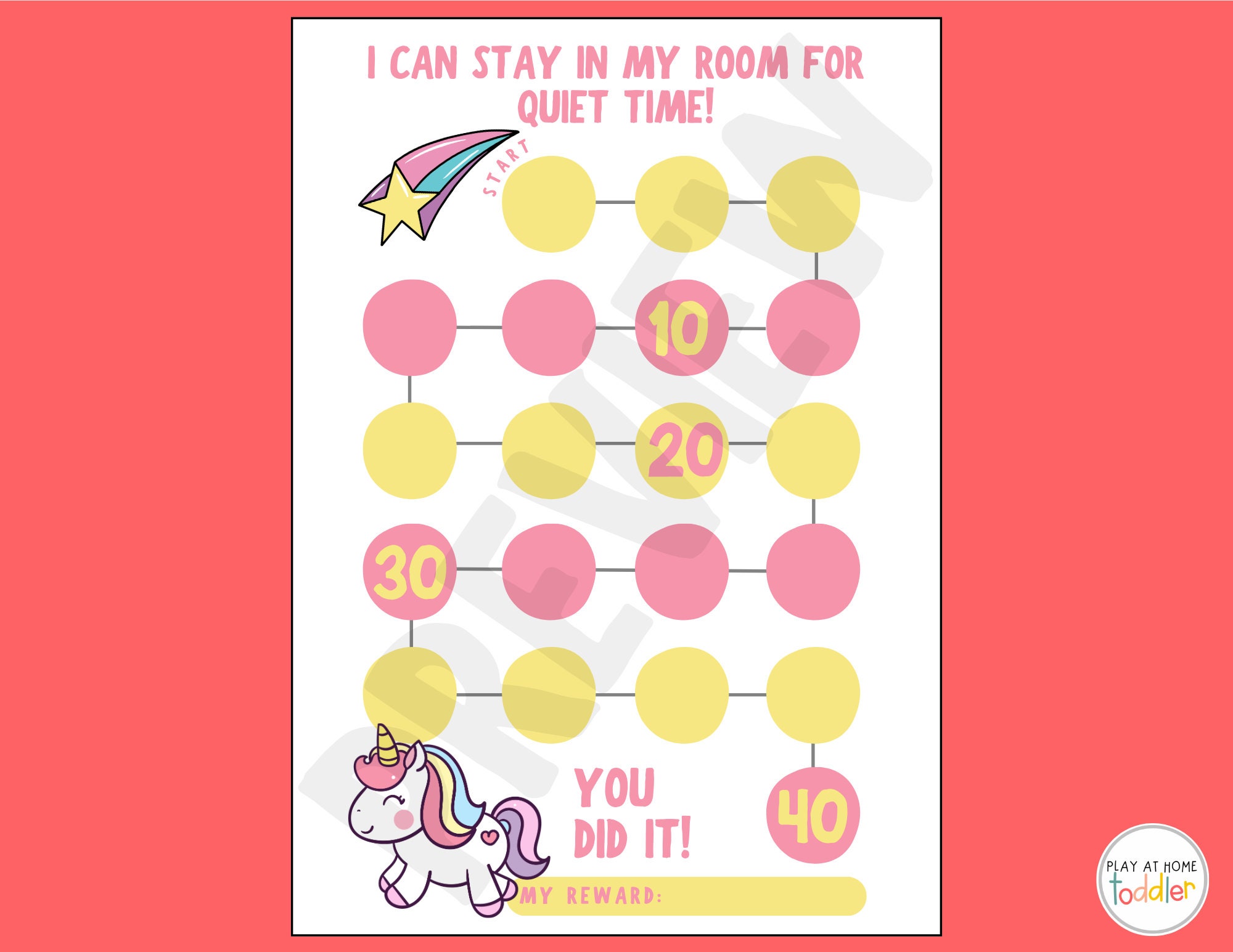 Unicorn Quiet Time Incentive Chart for Toddlers (digital Download) - Etsy