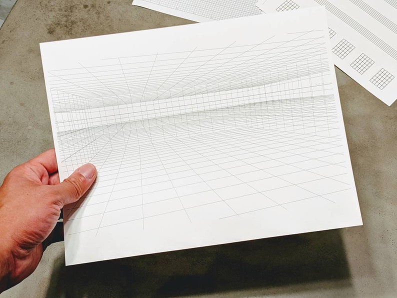 3D Perspective Graph Paper | Printable PDF - Etsy