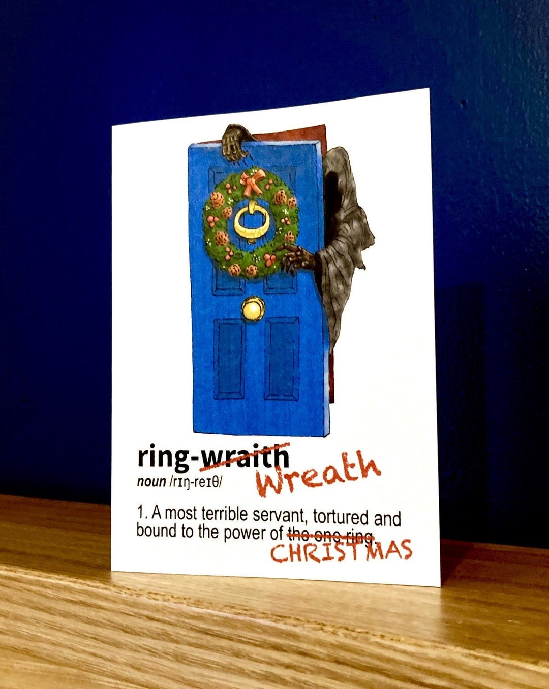 RINGWREATH Lord of the Rings Christmas Card Funny Xmas Greetings Card Textured Nazgul Middle ...