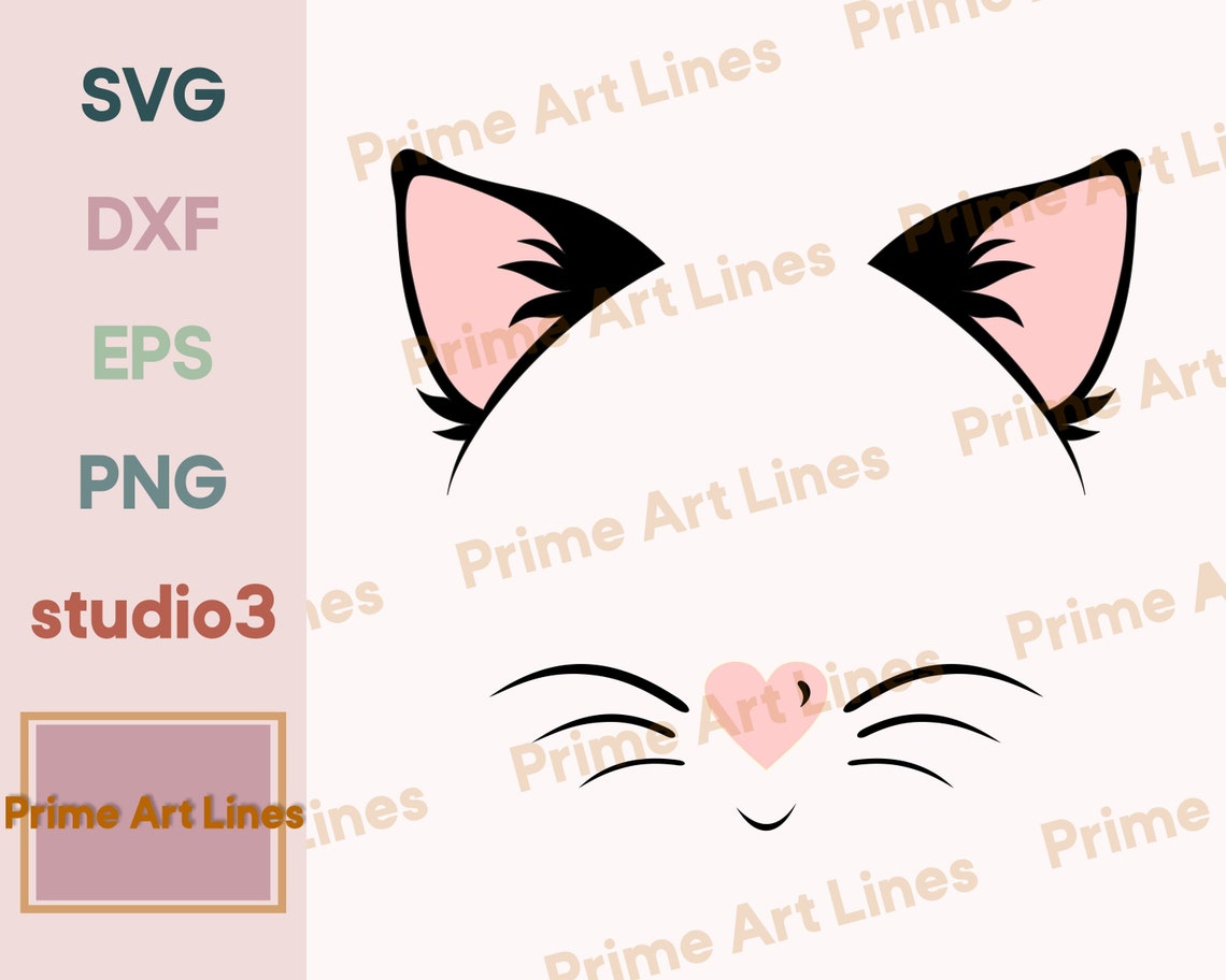Cat Ears Cat Ears Svg Cute Cat Face Svg Png Dxf Cute Kitten Silhouette Cut Files Files