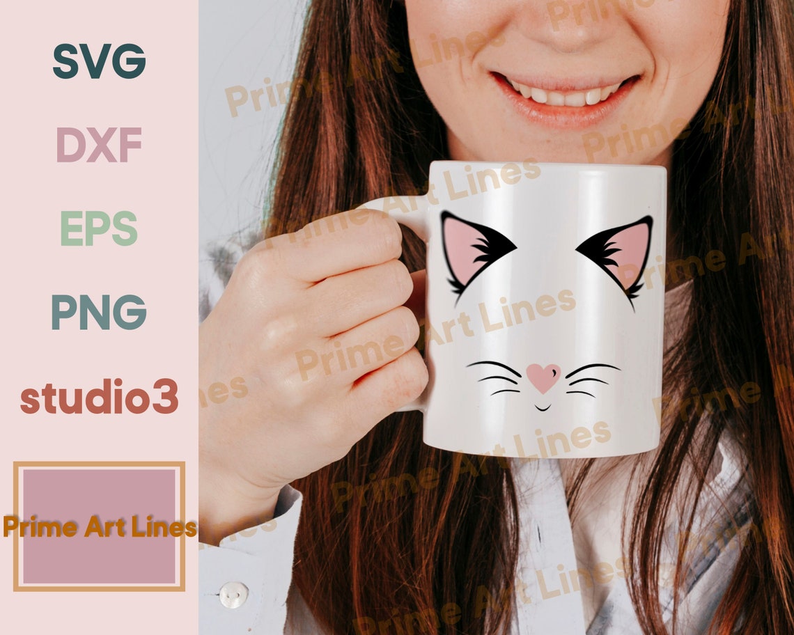 Cat Ears Cat Ears Svg Cute Cat Face Svg Png Dxf Cute Kitten Silhouette Cut Files Files