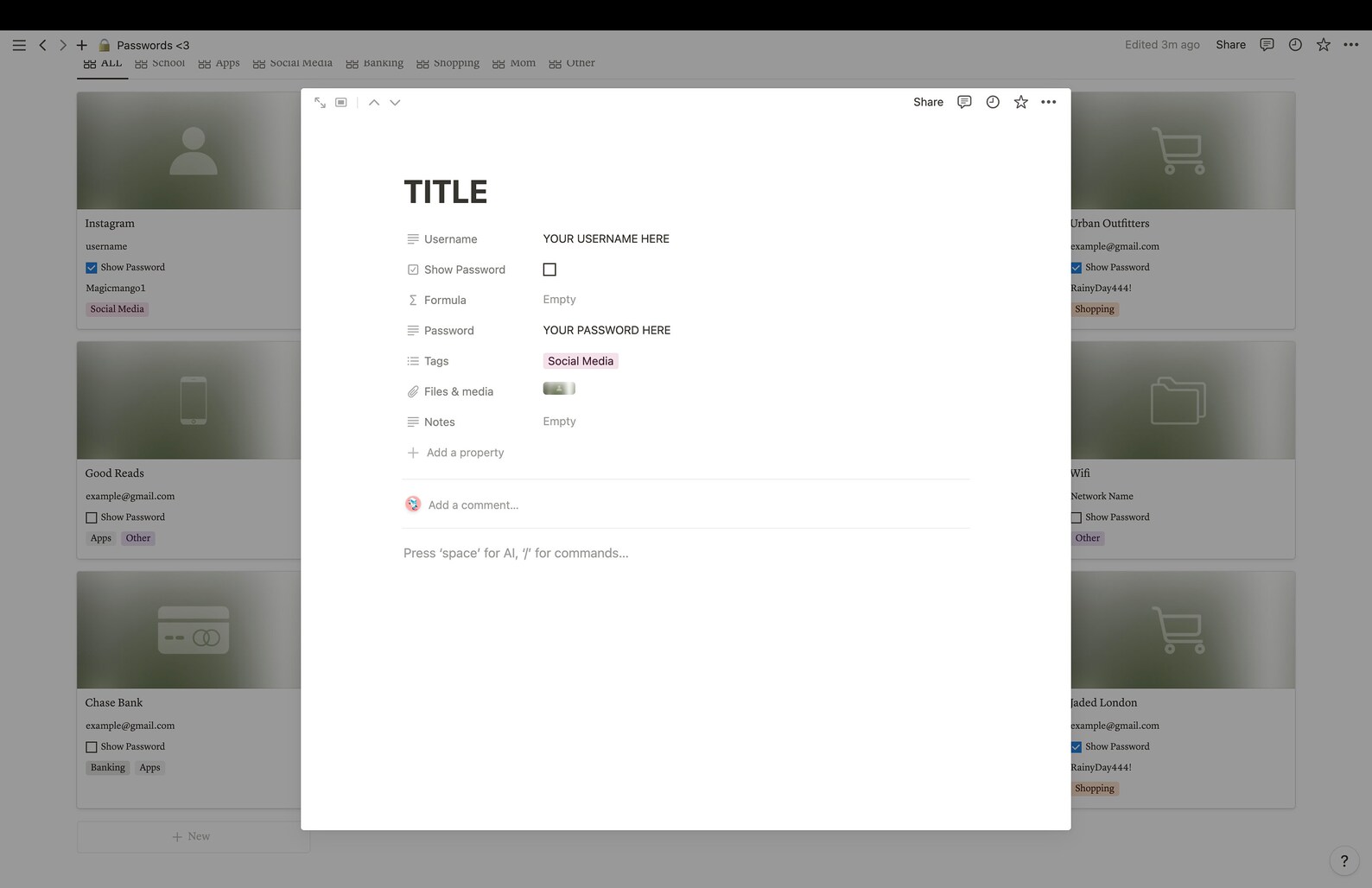 Notion Password Tracker Template Clean Green Aesthetic - Etsy