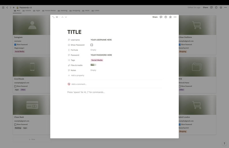 Notion Password Tracker Template Clean Green Aesthetic - Etsy