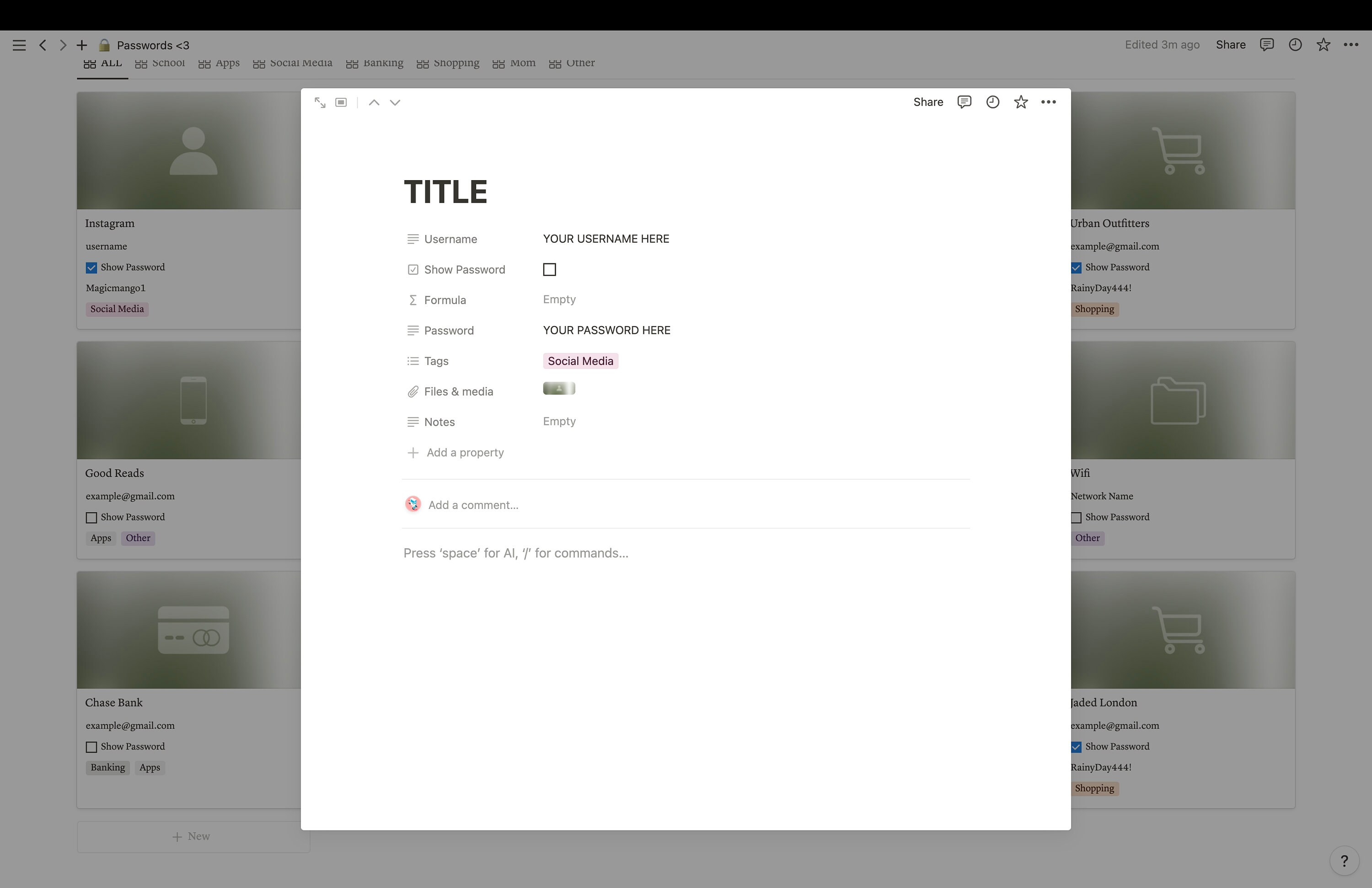 Notion Password Tracker Template Clean Green Aesthetic - Etsy