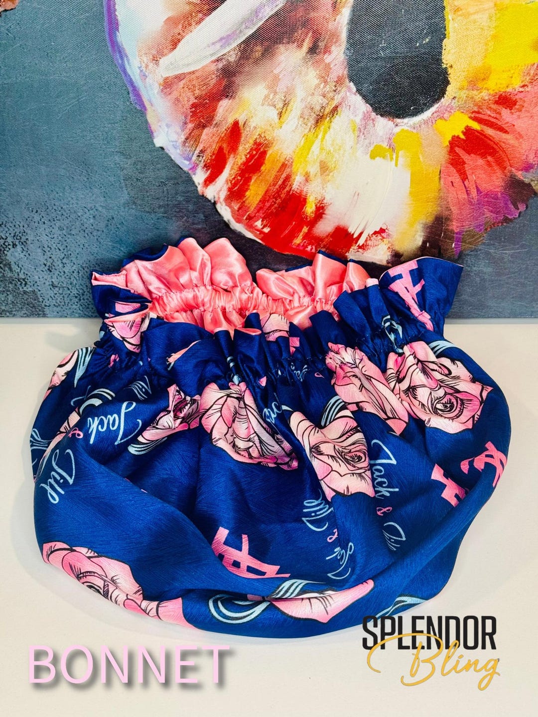 JJOA Oversized Dark Blue Satin Reversible Hair Bonnet - Jack and Jill ...