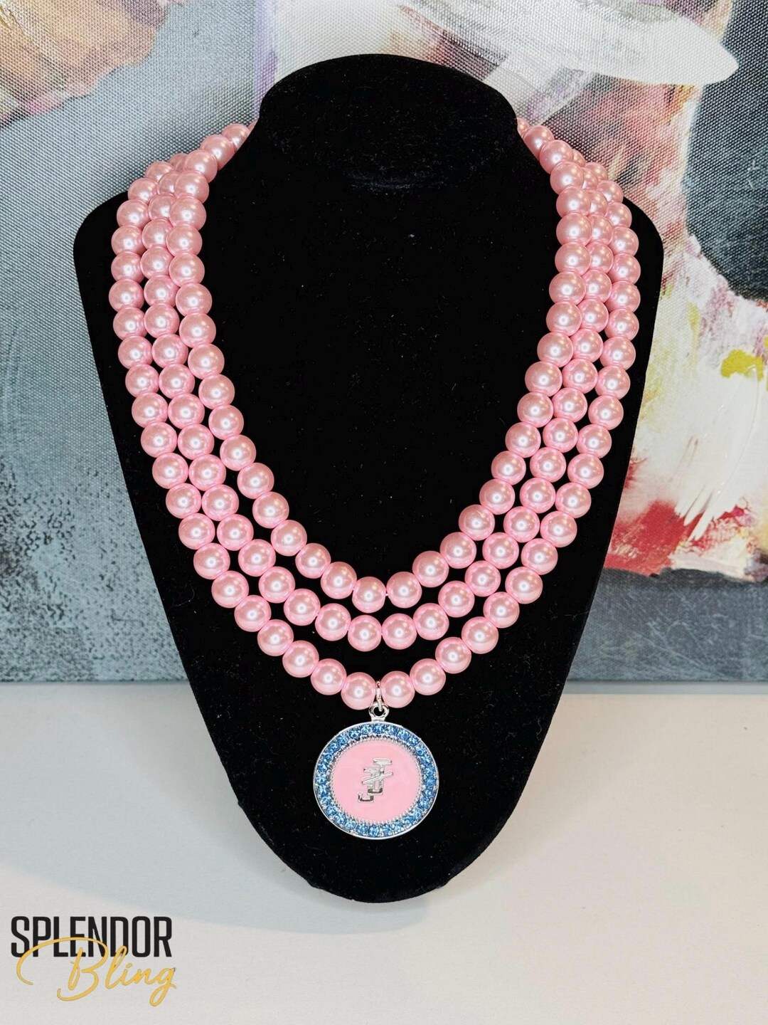 JJOA Pink 3-strand Pearl Branded Necklace - Jack and Jill of America - Etsy