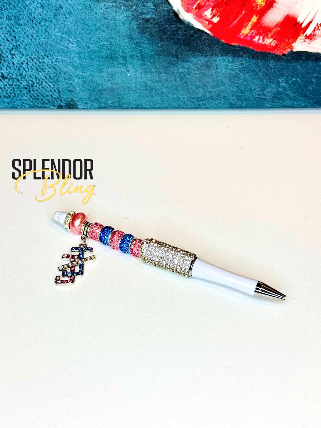 JJOA White Ballpoint Ink Pen With Extra Bling and Logo Charm - Jack and ...