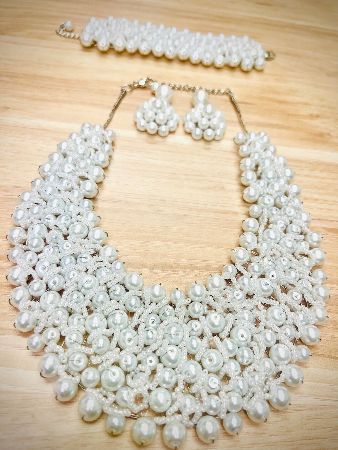 NECKLACE ONLY Protocol White Wired Pearl Necklace - Etsy