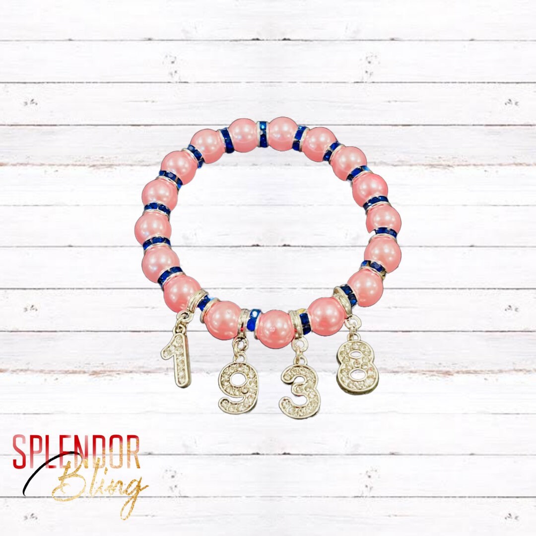Pink Pearl & Blue Rhinestone 1938 Charm Bracelet - Jack and Jill of ...