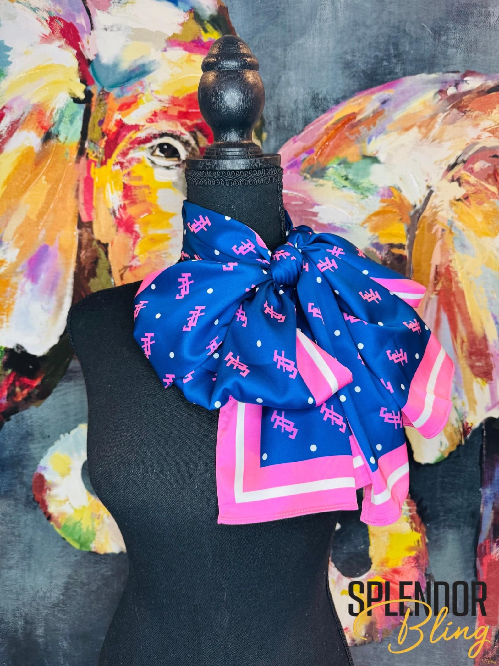 Navy Blue & Pink JJ Logo SATINY Scarf Jack and Jill of America - Etsy