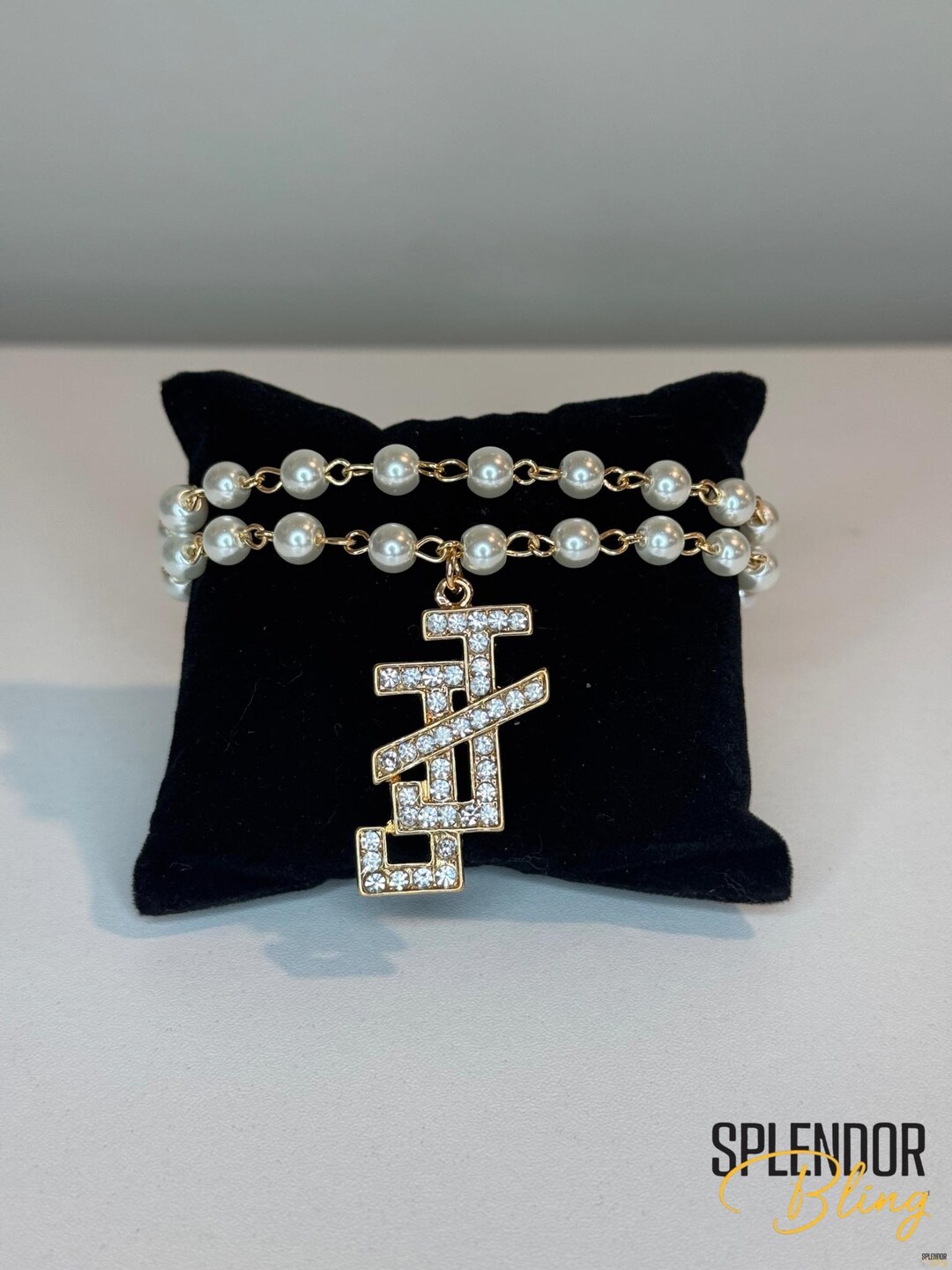 JJOA White Pearl Beaded Bracelet Set in Gold With Rhinestone ...