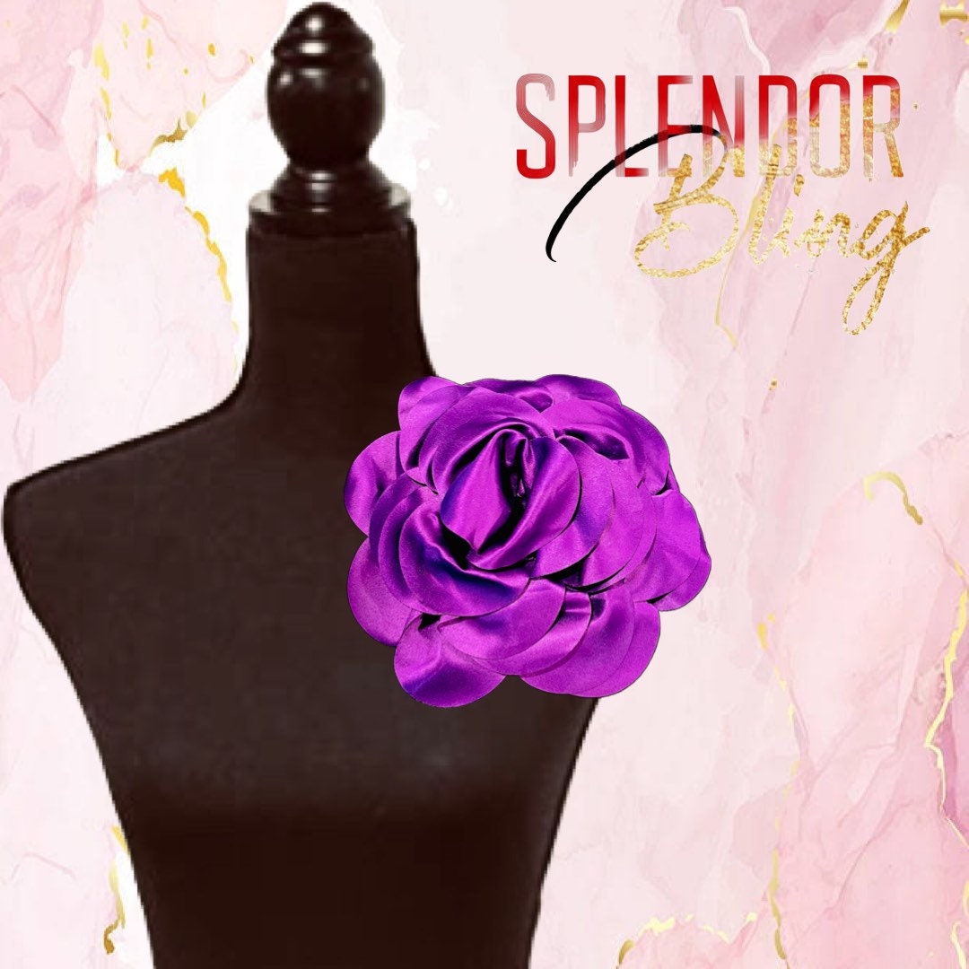 DST Inspired Oversized Violet/purple Satin Flower Brooch - Etsy