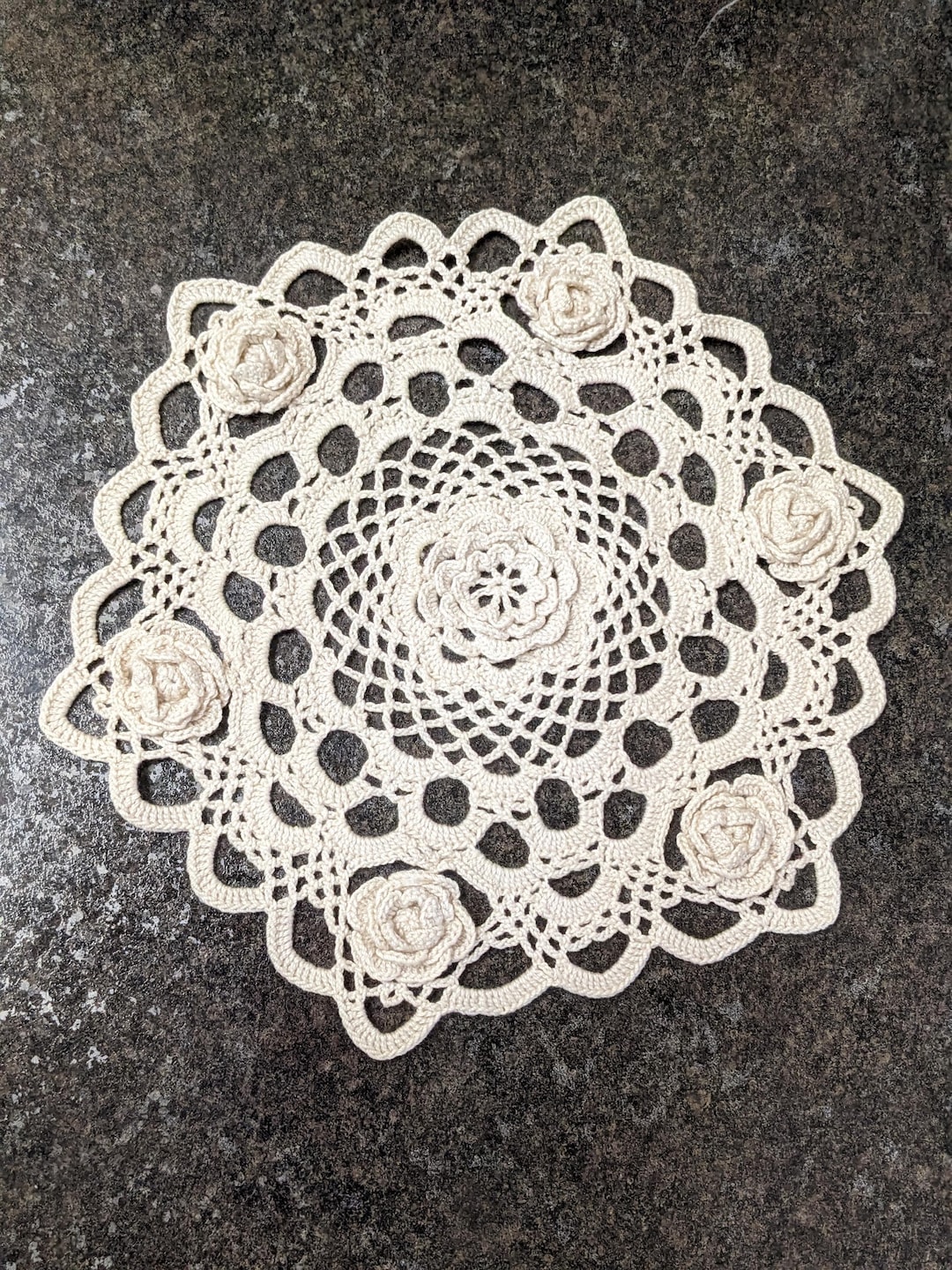 Vintage Inspired Natural Ecru Rose Doily - Etsy