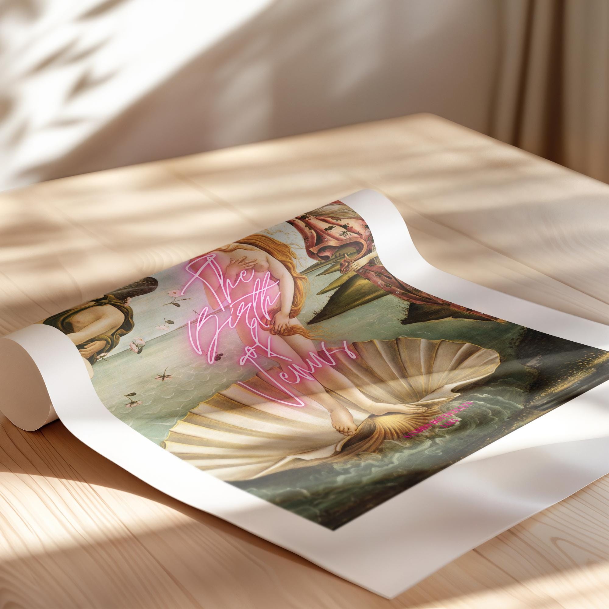 The Birth of Venus Poster, the Birth of Venus Neon Pop Art Printable ...