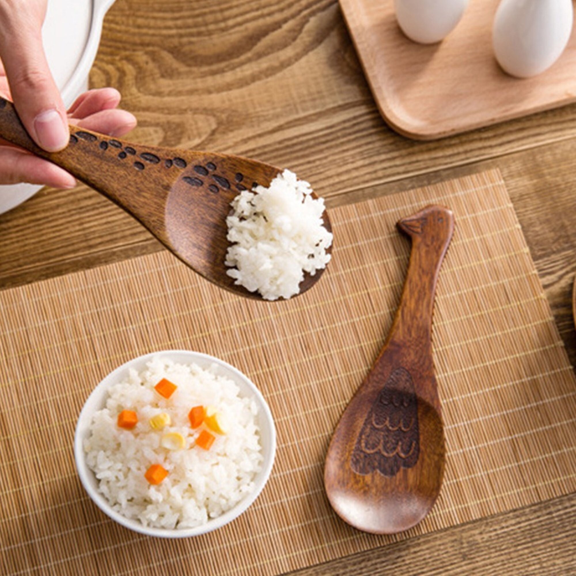 New Kitchen Wooden Rice Serving Spoon Wood Rice Paddle Spatula - Etsy UK
