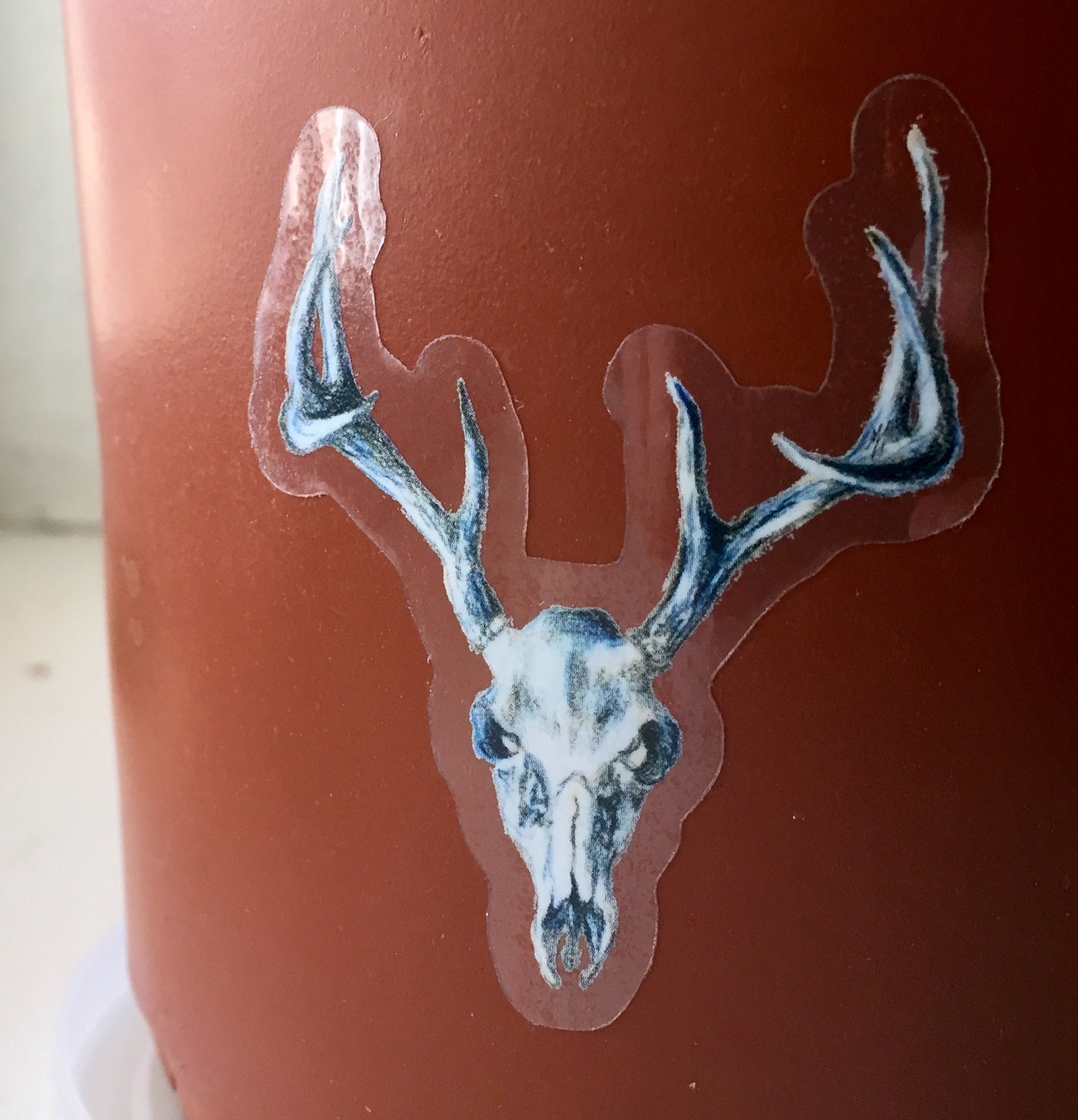 Deer Skull Antler Sketch Sticker - Etsy