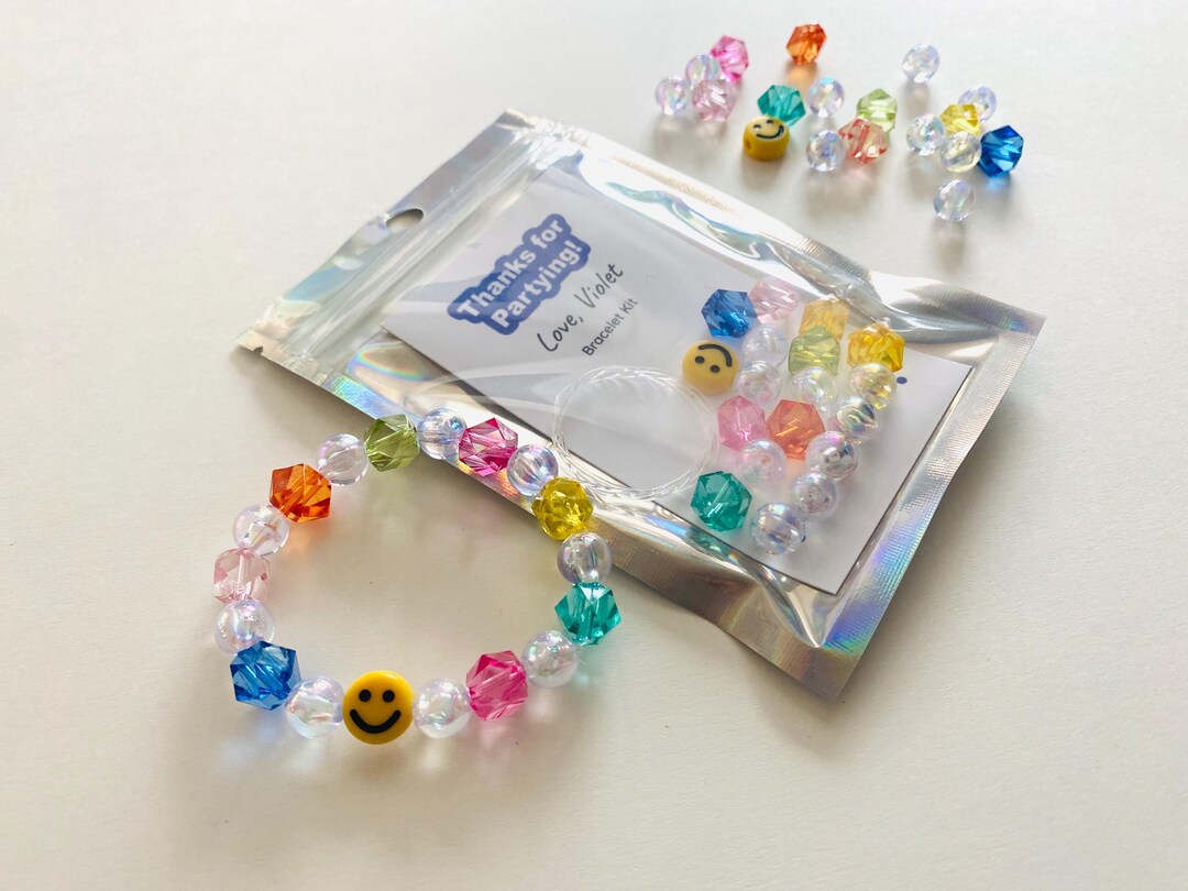 DIY Friendship Bracelet Kit: Happy Face & Rainbow Gem Party Favor - Etsy