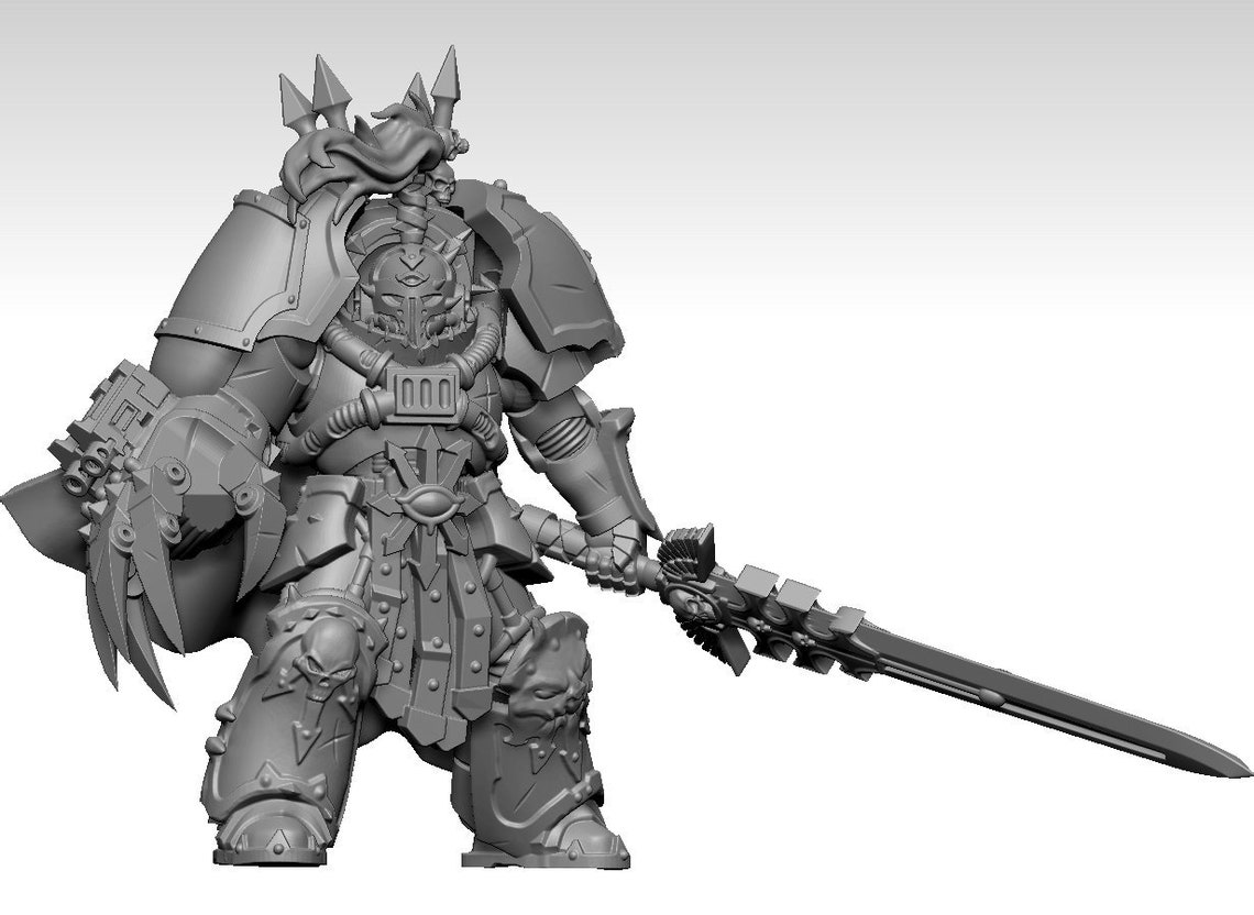 Abaddon Chaos Lordwith helmet Warhammer 40K D&D Tabletop | Etsy