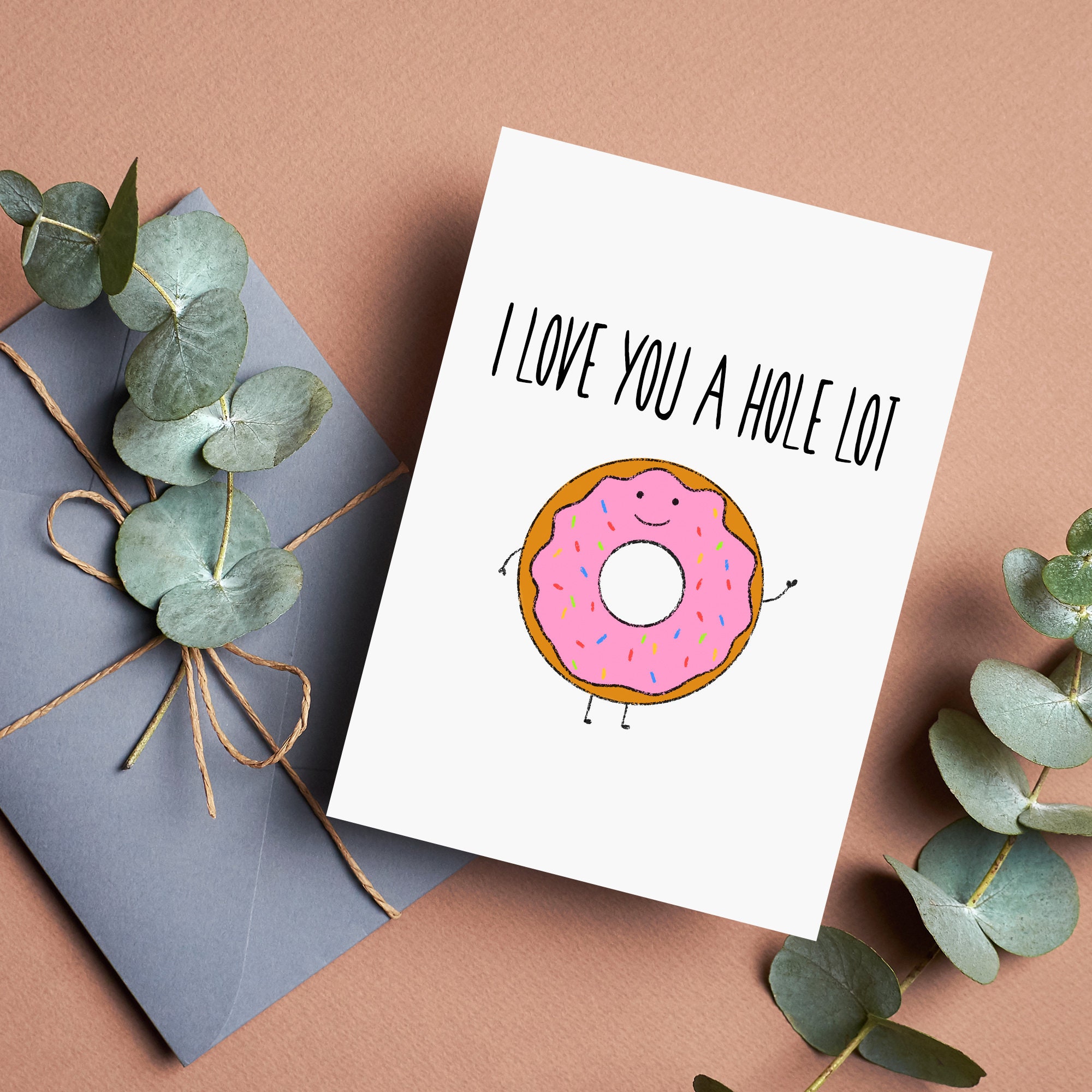 I Love You a Hole Lot - Donut Greeting Card, Love Card, Happy Couple ...