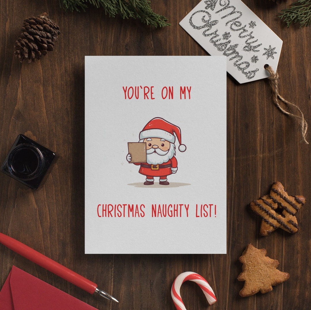 Dirty Santa Holiday Card, Santa Claus, Couple Card, Punny Card, Funny ...