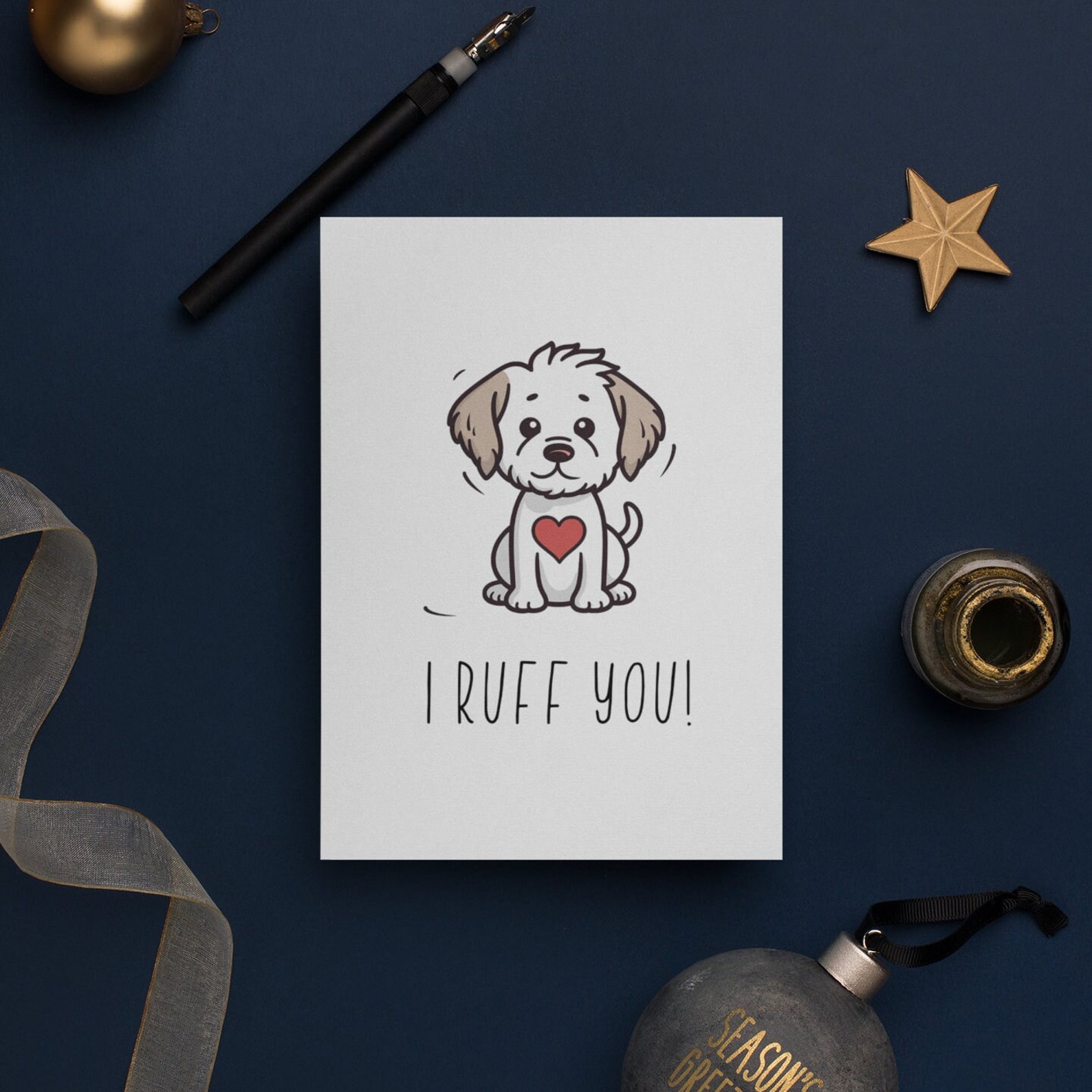 I Ruff You Dog Card, Funny Card, Valentines Day, Dog Lovers Gift ...