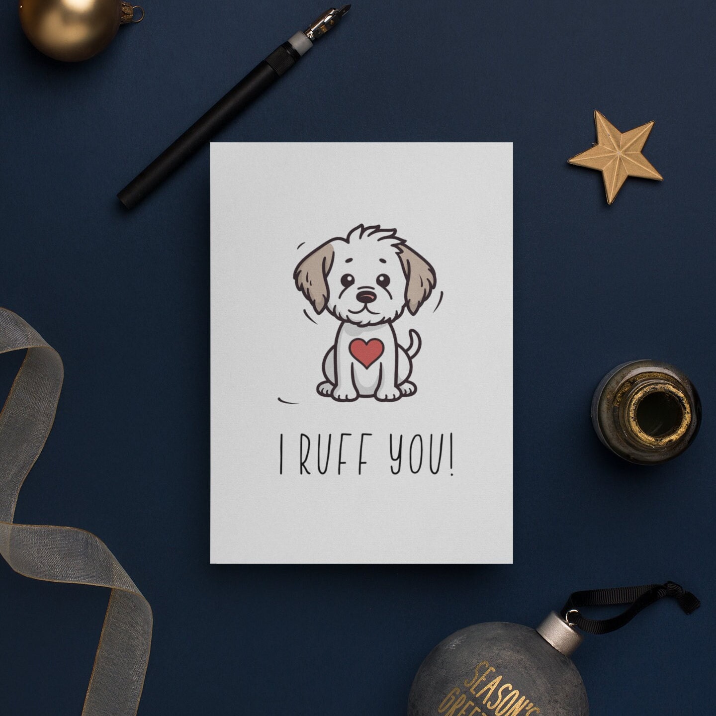I Ruff You Dog Card, Funny Card, Valentines Day, Dog Lovers Gift ...