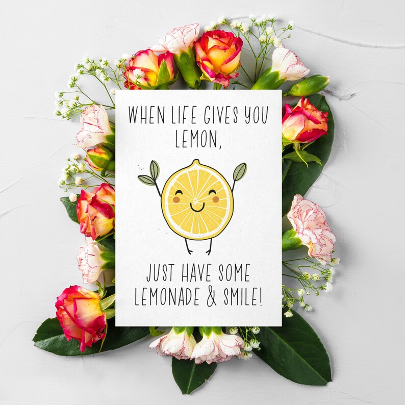 Lemon Motivational Cute Card, Funny Card, Valentines Day Gift ...