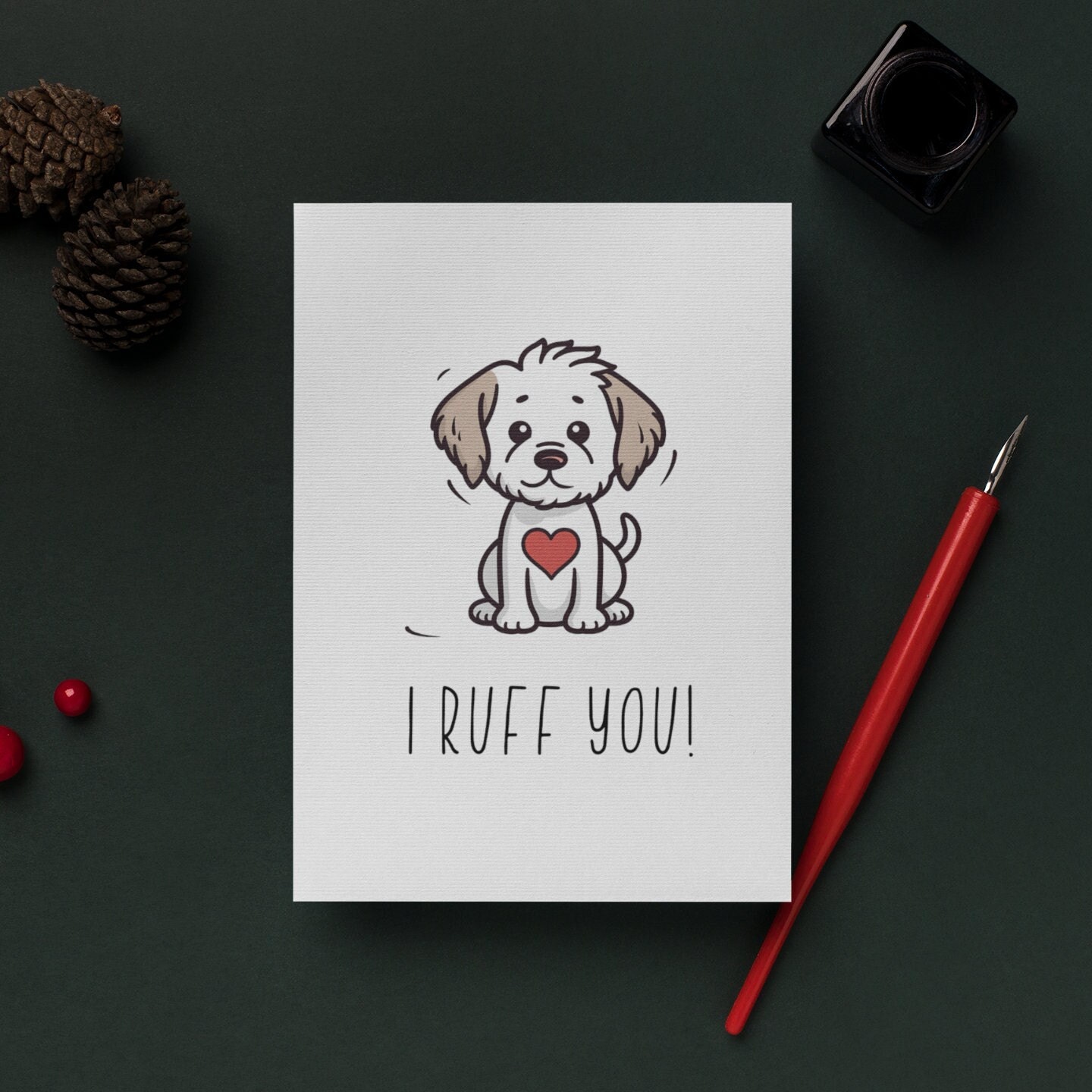 I Ruff You Dog Card, Funny Card, Valentines Day, Dog Lovers Gift ...
