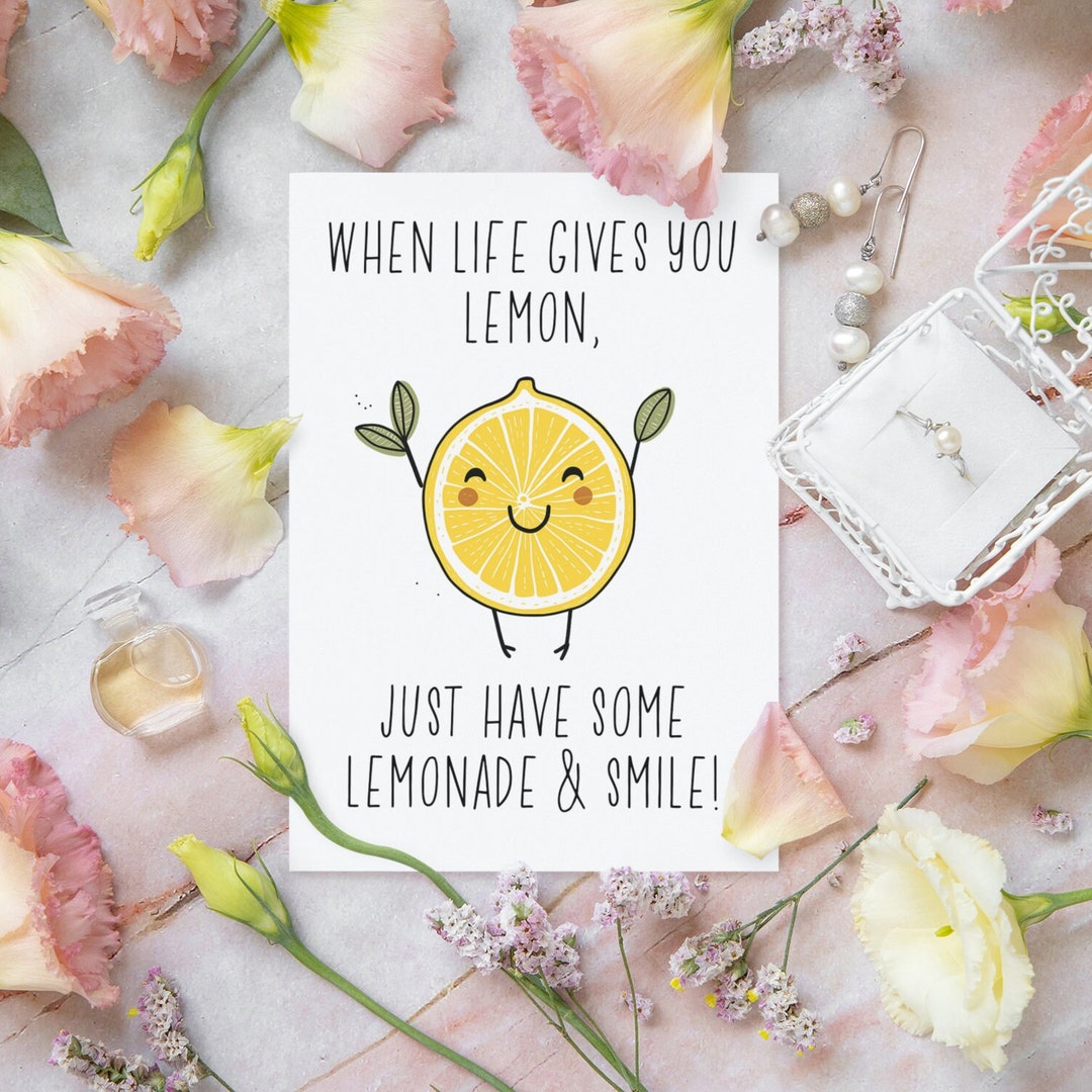 Lemon Motivational Cute Card, Funny Card, Valentines Day Gift ...