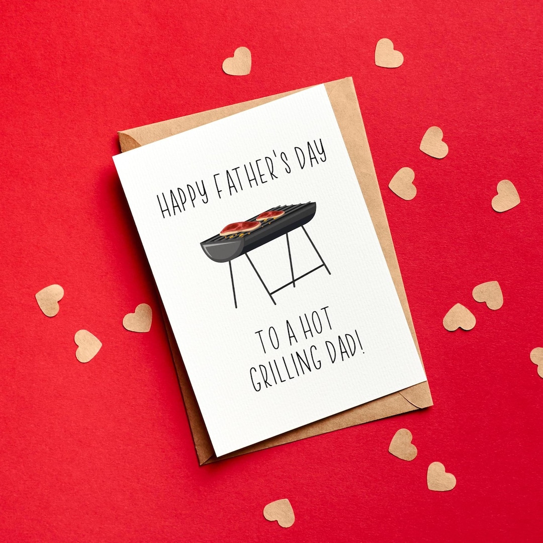 Cute BBQ Grill Father's Day Card I Love You Greeting Card Funny Father ...