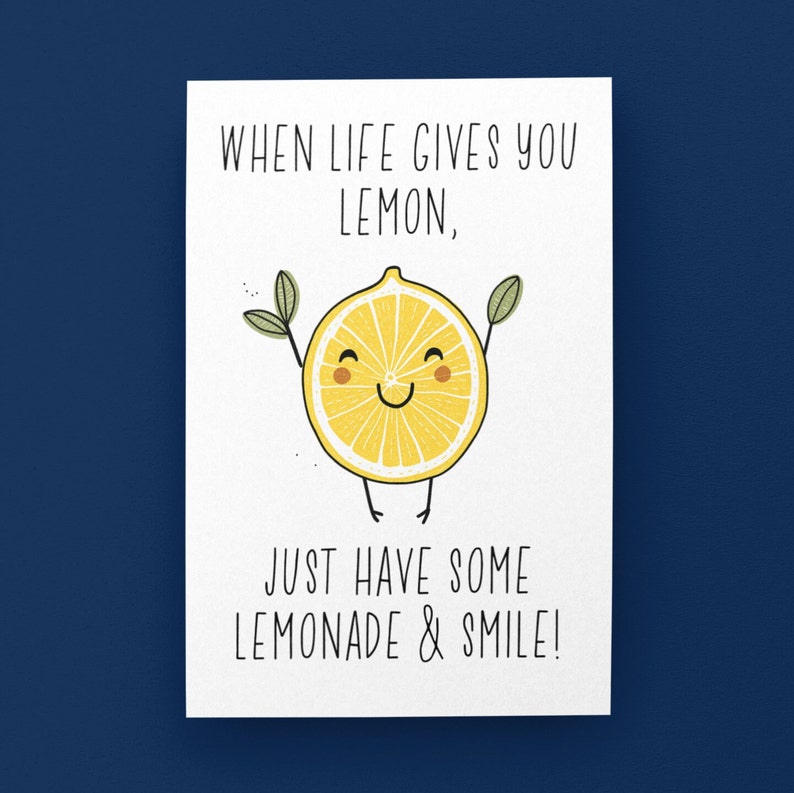 Lemon Motivational Cute Card, Funny Card, Valentines Day Gift ...