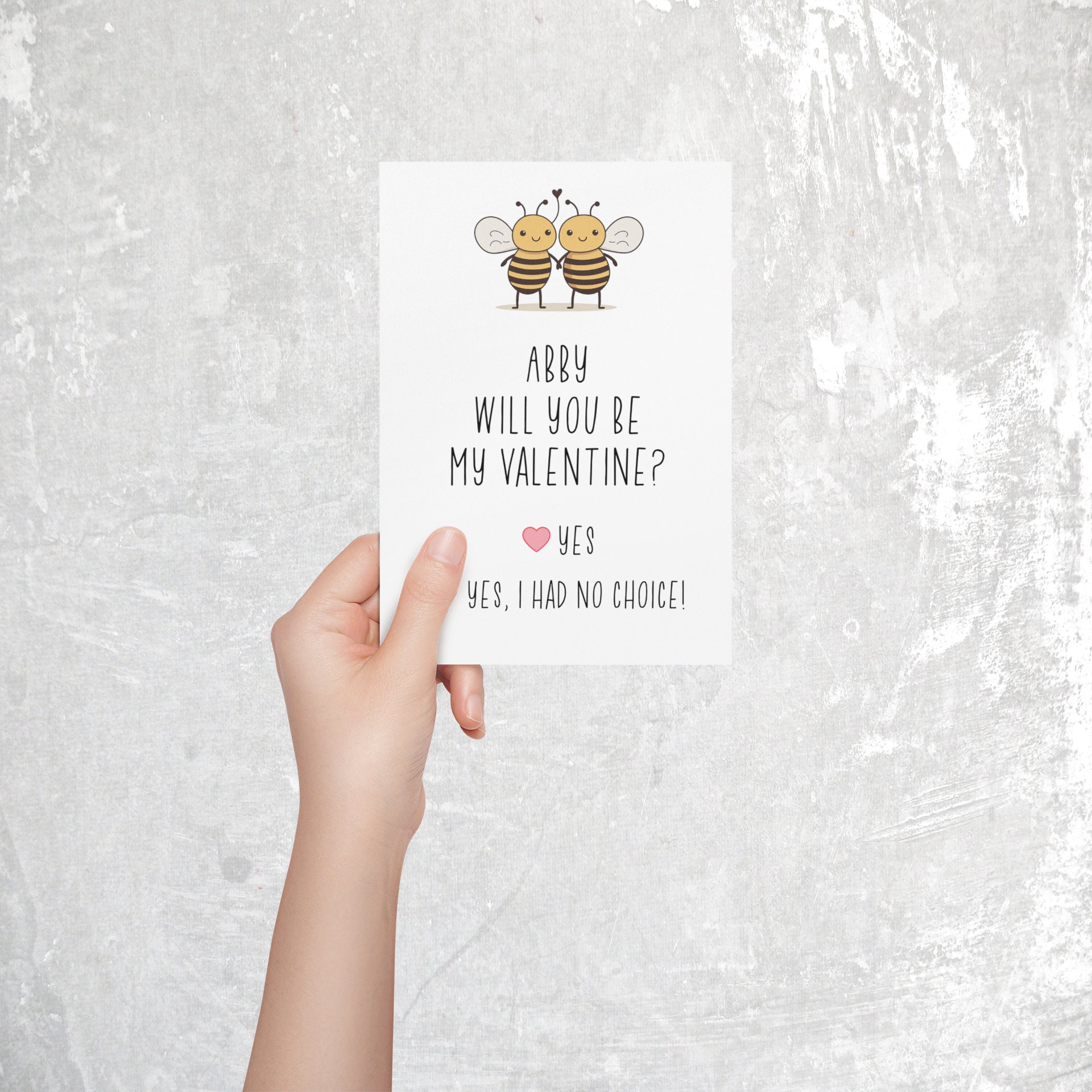 Personalized Will You Bee My Valentine Bee Greeting Card, I Love You ...