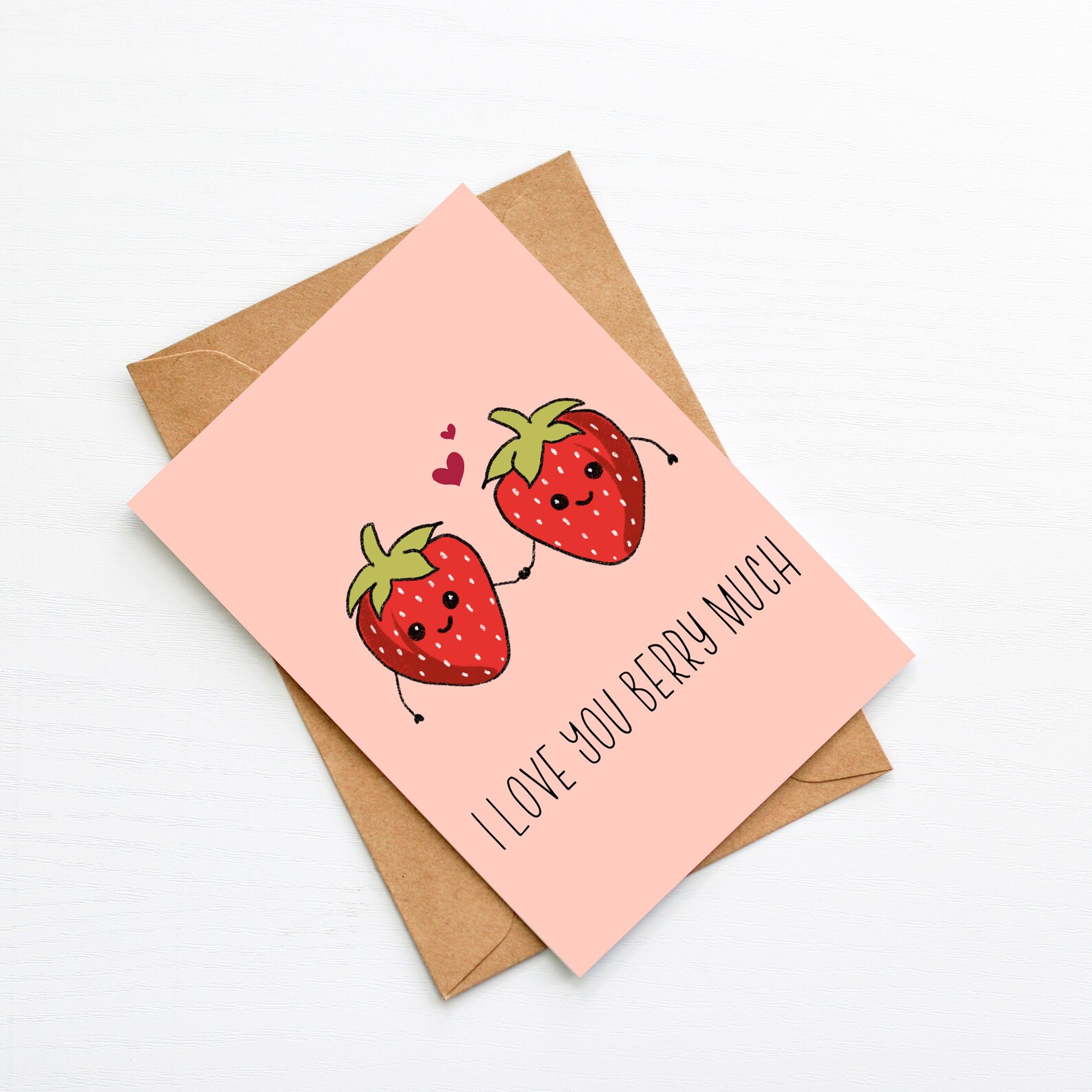 Cute Card I Love You Berry Much Strawberry Greeting Card - Etsy