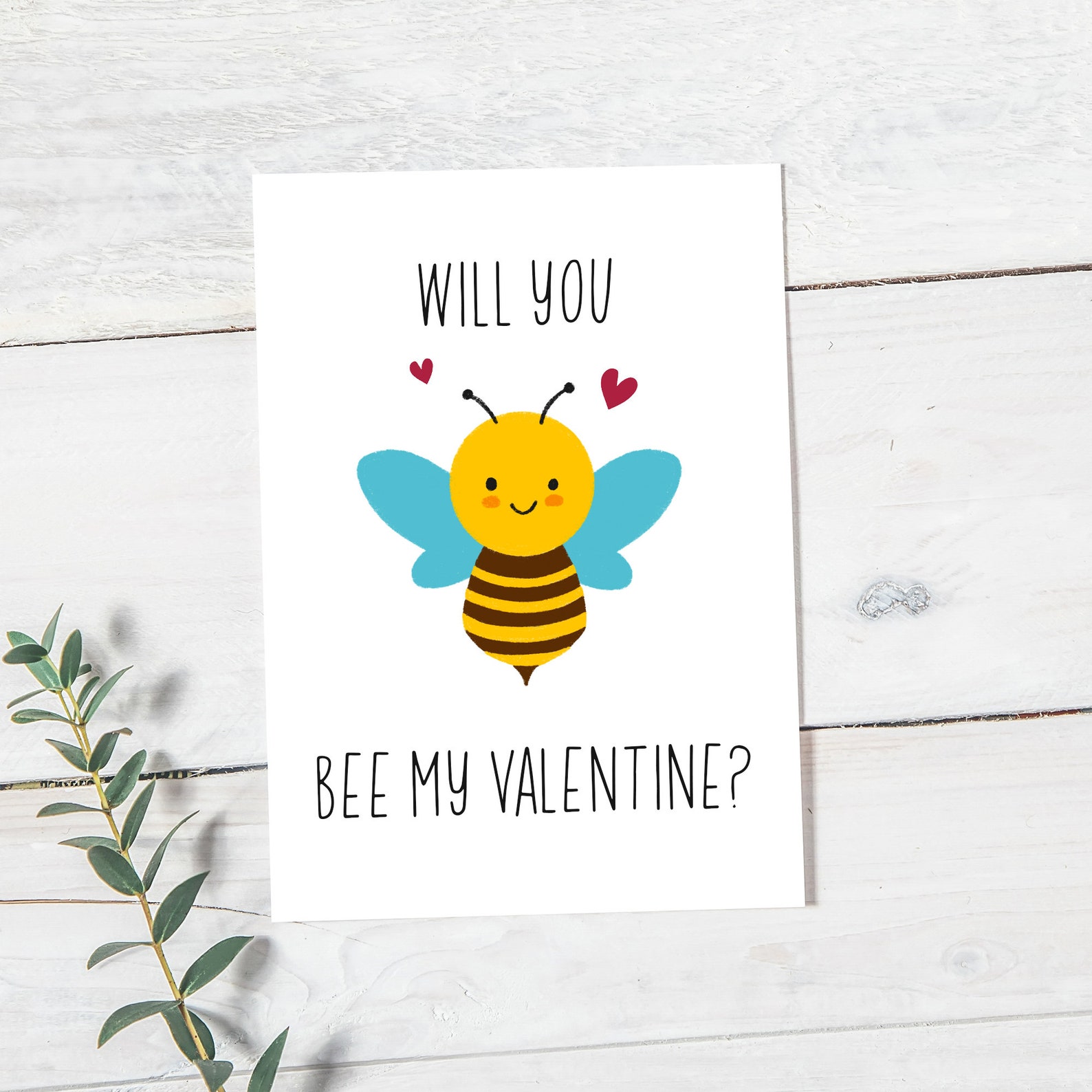 Will You Bee My Valentine? - Bee Greetings Card, I Love You Card ...