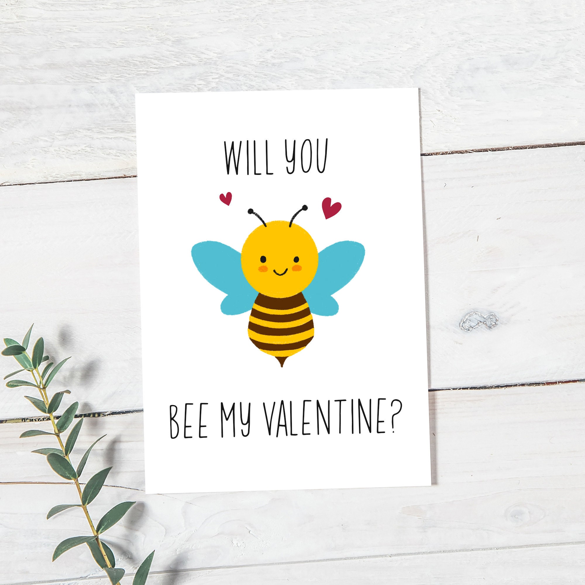 Will You Bee My Valentine? - Bee Greetings Card, I Love You Card ...