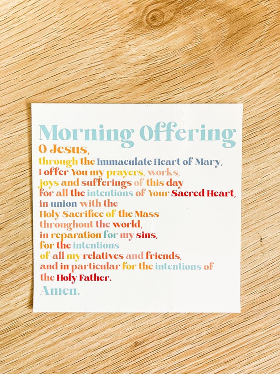 Morning Offering Cling Morning Offering Catholic Decor | Etsy