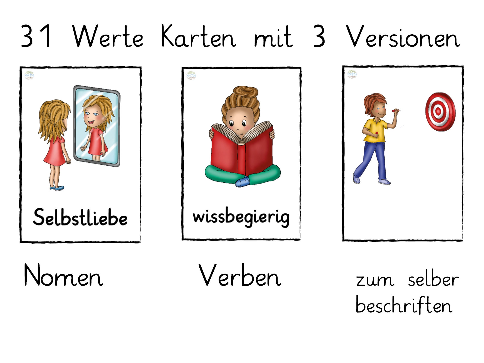 Grundwerte Kinder Schule Bildkarten Illustration Clipart Werte ...