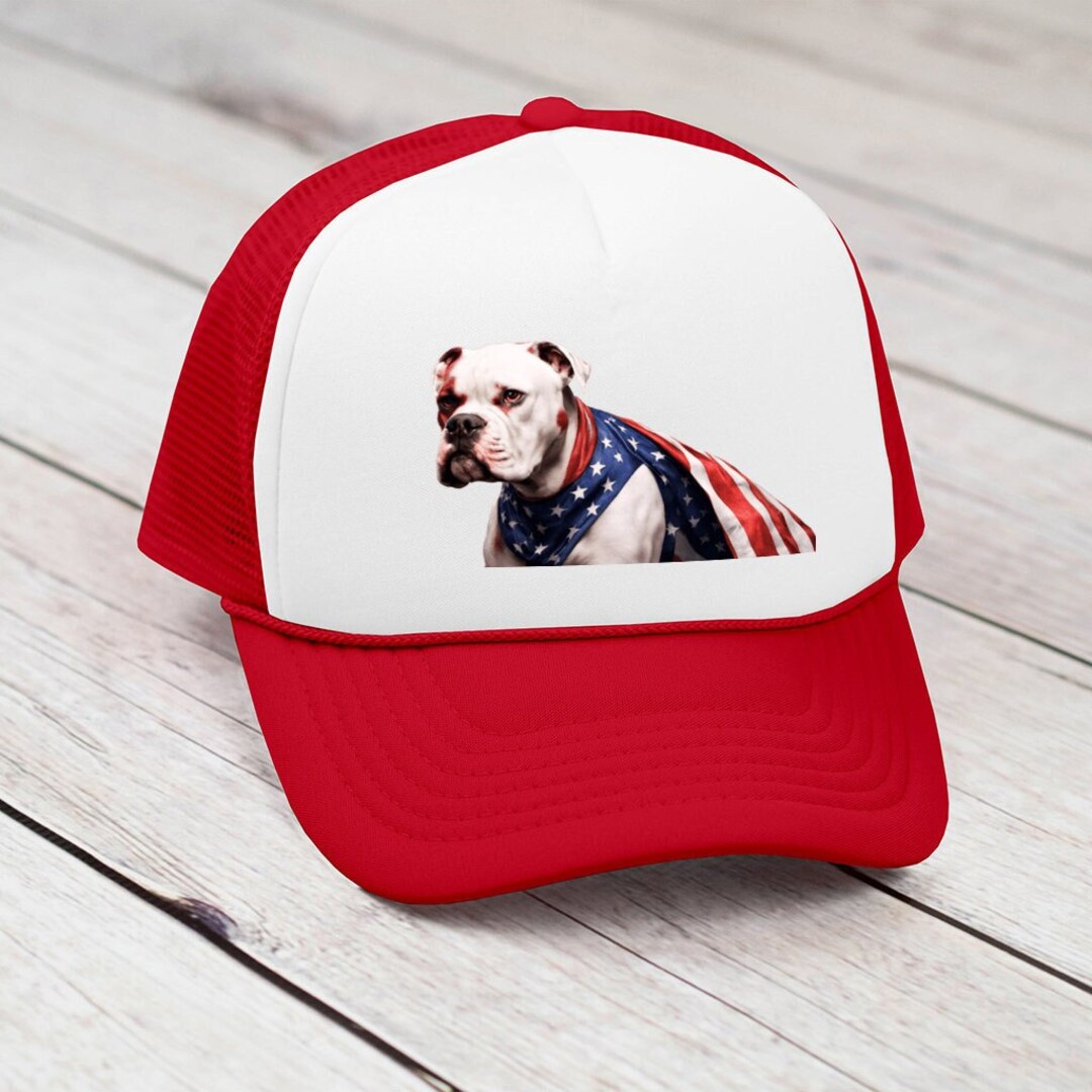 Baseball Cap American Bulldog Truckers Cap Patriotic Dog - Etsy