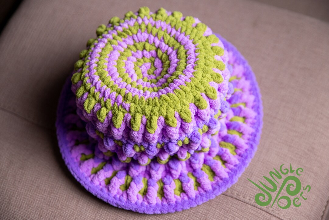Extra Large Lavender Party Chunky Bucket Hat Festival Winter Wear Rave ...